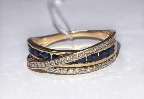 Золотое кольцо 585 с сапфирами и бриллиантами
