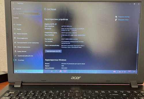 15.6" Acer ASPIRE 3 A315-21, 460 ГБ, A4-9120, RAM 4 ГБ, Radeon R3