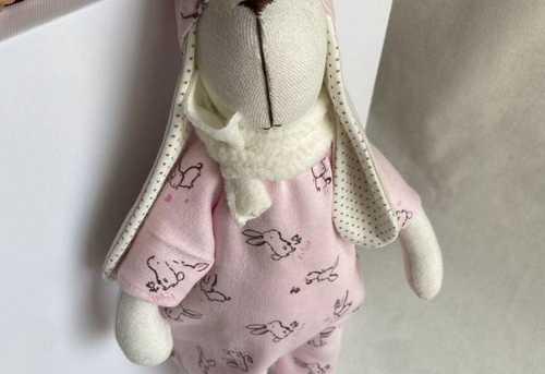 Заяц Тильда в пижаме мягкая игрушка ручной работы