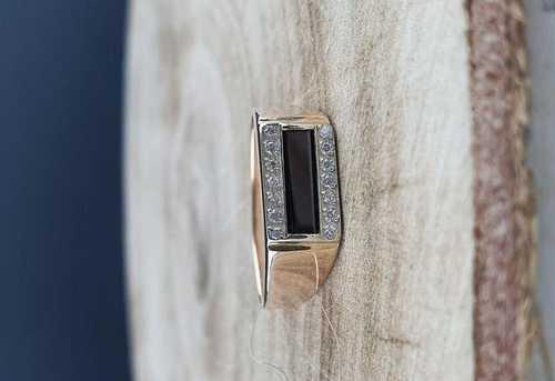 Перстень из комбинированного золота с агатом и фиа