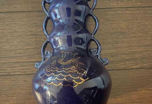 Синяя фарфоровая ваза с золотом (Германия)