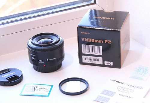 Объектив Yongnuo 35mm f2 (Canon) мало б/у + фильтр