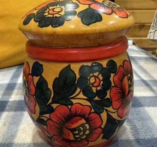 Деревянная шкатулка банка для хранения хохлома