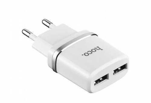 Блок питания hoco C12. 2xusb 2.4A. (белый)