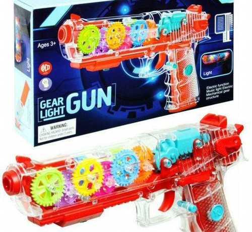 Прозрачный пистолет с шестеренками gear light GUN