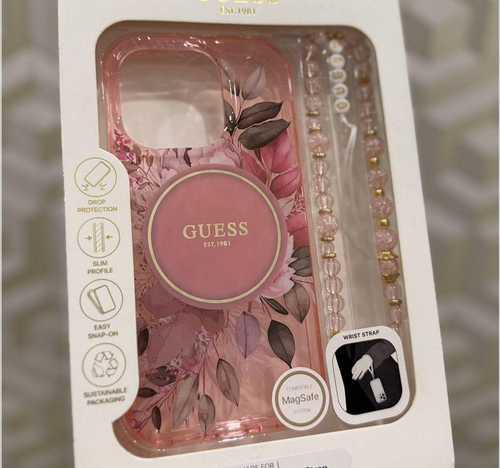 Чехол Guess на iPhone 16 pro с ремешком и MagSafe