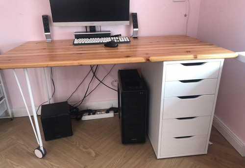 Письменный стол с тумбой и ножками IKEA