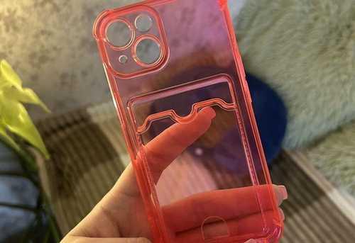 Чехол на iPhone 14 (прозрачный розовый)
