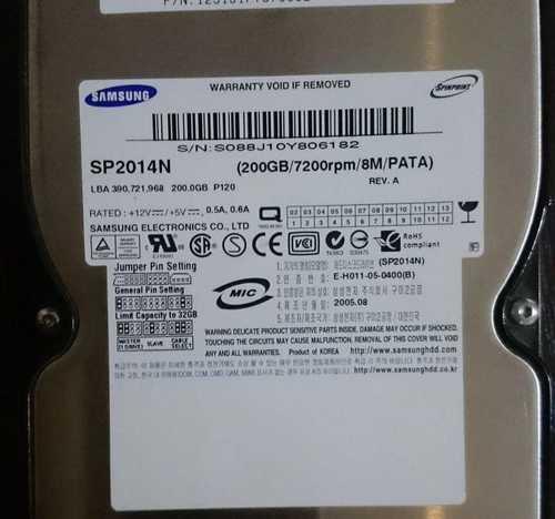 Жесткий диск HDD Samsung 200 гб