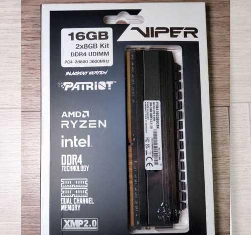 Озу Patriot Memory DDR4 16Gb(2x8Gb) PVB416G360C8K