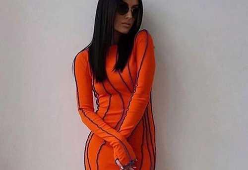 Новое стильное оранжевое платье