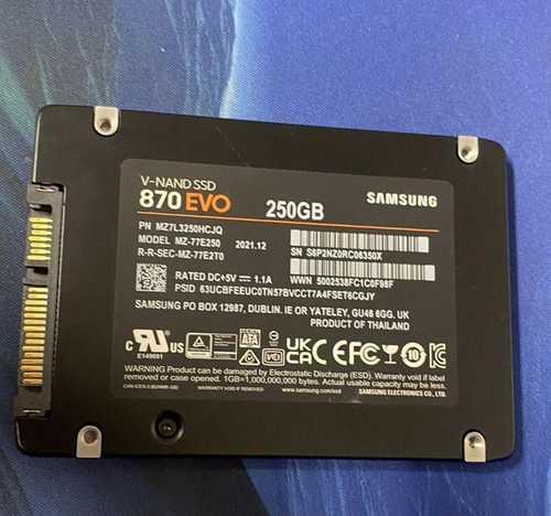 Ssd samsung 870 evo 250gb