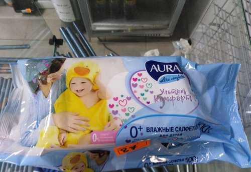 Влажные салфетки для детей Aura 100 штук