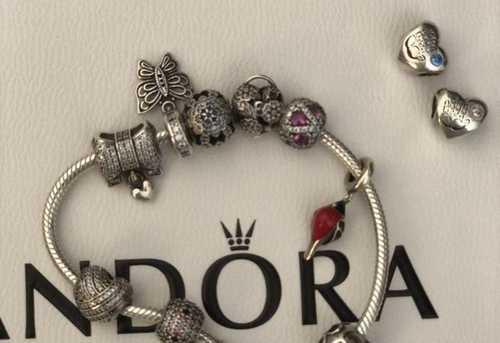 Pandora браслет р.19, шармы