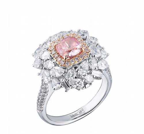 Кольцо GIA 1,02 ct Cushion Cut Fancy Light Brown - Pink/SI1