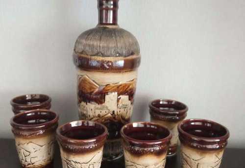 Графин кувшин для вина набор кружки Абхазия глина