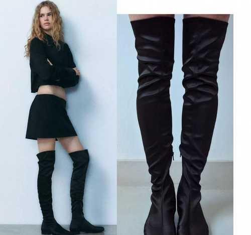 Ботфорты Zara атласные сейл