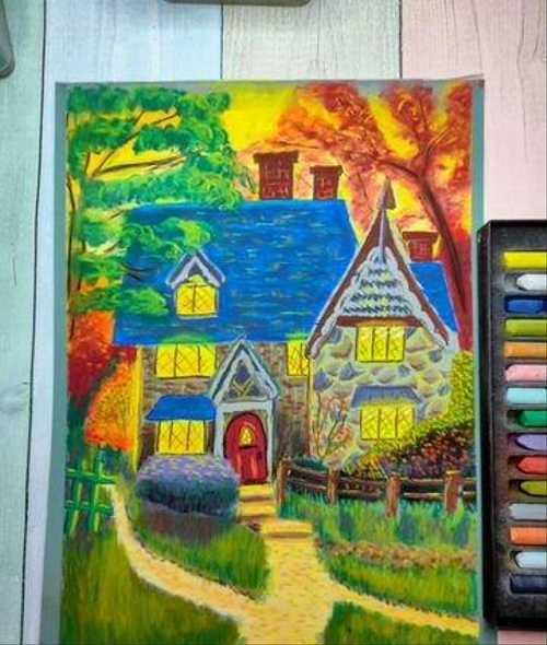 Картина сказочный домик в лесу