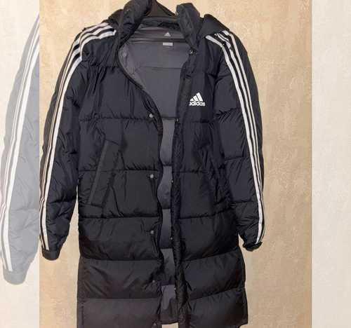 Пуховик чёрный Adidas Long Parka Jacket Black