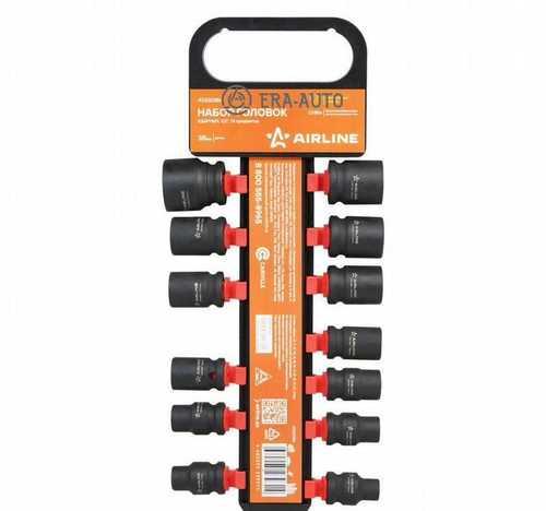 Airline atas086 Набор головок ударных 1/2"DR L38мм, 13пр. (10-27мм) пласт. подвес