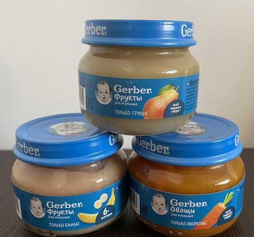 Детское пюре gerber, банан, морковь, груша, 71 г
