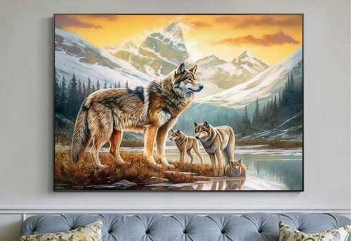 Современное искусство картина маслом волки