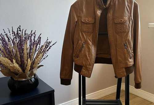 Куртка кожаная женская коричневая 42