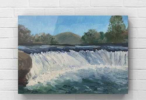 Картина маслом на холсте Пейзаж "Водопад Манавгат"