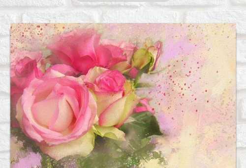 Арт картина для интерьера с розовыми розами