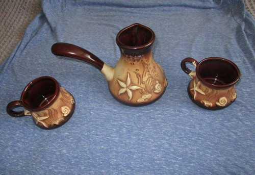 Набор для кофе "ялта" керамическая турка и чашки