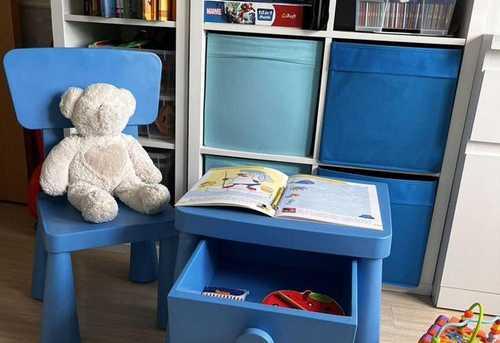 Детский стол и стул IKEA маммут оригинал (синие)
