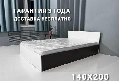 Кровать двуспальная 140/200 венге/белая с матрасом