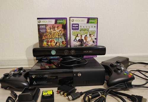 Xbox 360 500gb с Kinect, 2 геймпадами и 25 играми