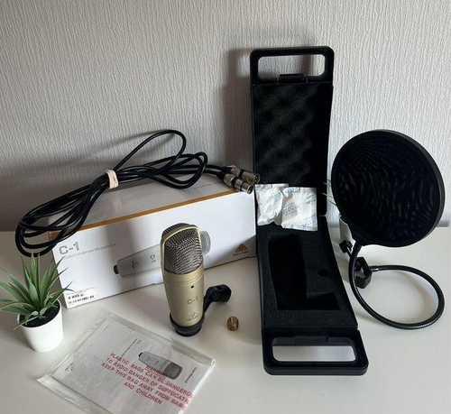 Микрофон behringer c1, кабель XLR, поп-фильтер
