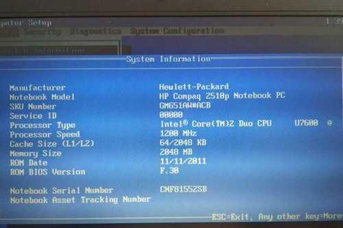Ноутбук HP 2510P