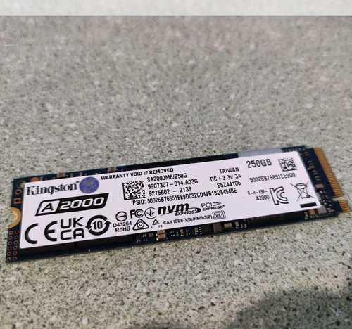 Ssd m2 nvme 250Gb Kingston