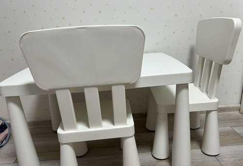 Детский стол IKEA mammut и два стула