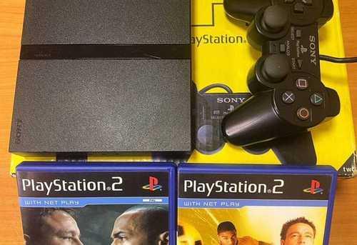 Sony PS2 Slim / Коробка & Две лицензионные игры