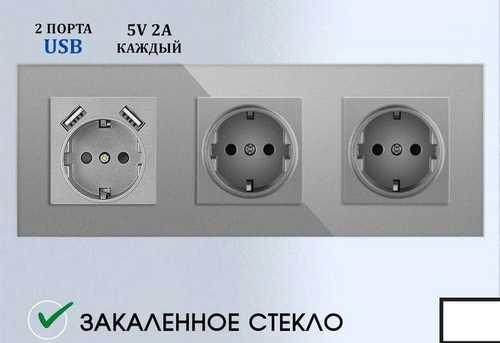 Тройные розетски с USB