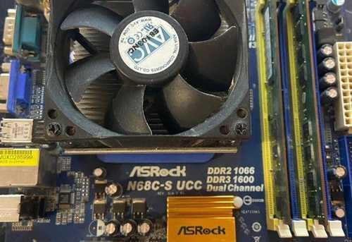 Материнская плата ASRock+процессорAMD+RAM 4гб