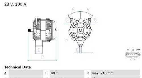 Генератор 28V, 100A\ MB actros/DAF