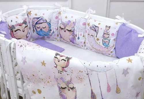 Бортики в детскую кроватку с постельным бельем "