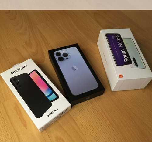 Коробки iPhone 13 pro, Redmi Note 8 pro, Samsung