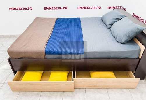 Кровать двуспальная с ящиками для белья