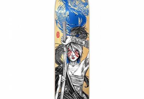 Дека скейтборда Yocaher: Girl Samurai, Blue Dragon