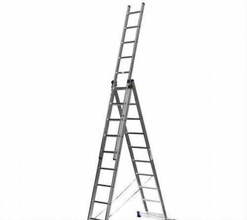 Трехсекционная лестница сибин 10 х 3 ступеней