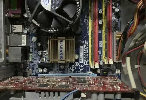 Матплата lga775 ddr2 с процем, озу и видеокартой