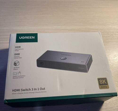 Разветвитель Ugreen 8K hdmi 2.1 Swichher(Новый)