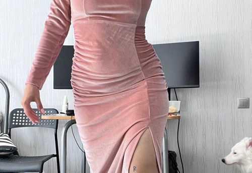 Платье бархатное Shein розовое