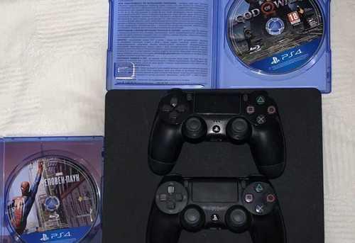 Sony PS4 slim + 2 игры + gamepad